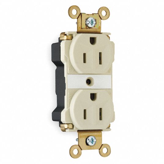 15, Commercial, Modular Receptacle, Ivory, No Tamper Resistant - Grainger