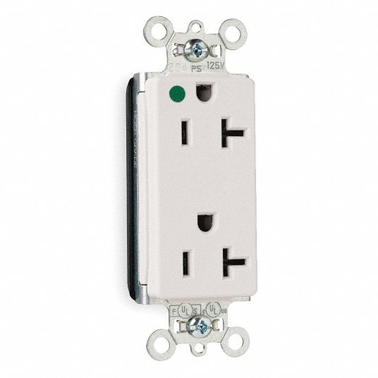 20, Hospital Grade, Modular Receptacle, White, No Tamper Resistant ...