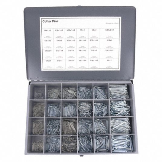 Low Carbon Steel Clevis Pin Assortment, Sizes: 24, Plain Fastener ...