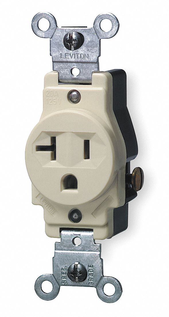 20, General Purpose, Receptacle, Ivory, No Tamper Resistant - Grainger