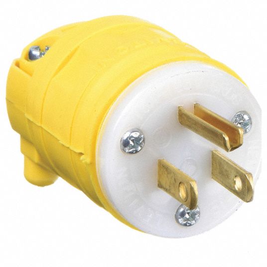 15 AA Industrial Grade Dust Tight Straight Blade Plug, Yellow; NEMA ...