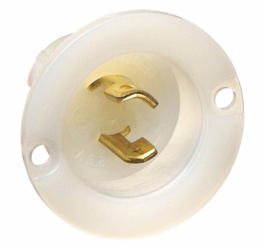 Midget Locking Flanged Inlet, 120V AC Voltage, 15 Amps, NEMA ...