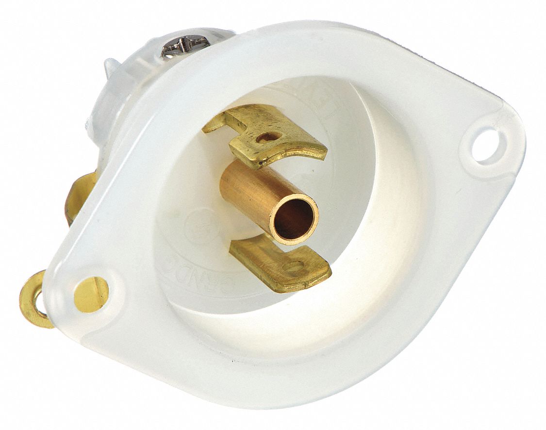 Midget Locking Flanged Inlet, 120V AC Voltage, 15 Amps, NEMA ...