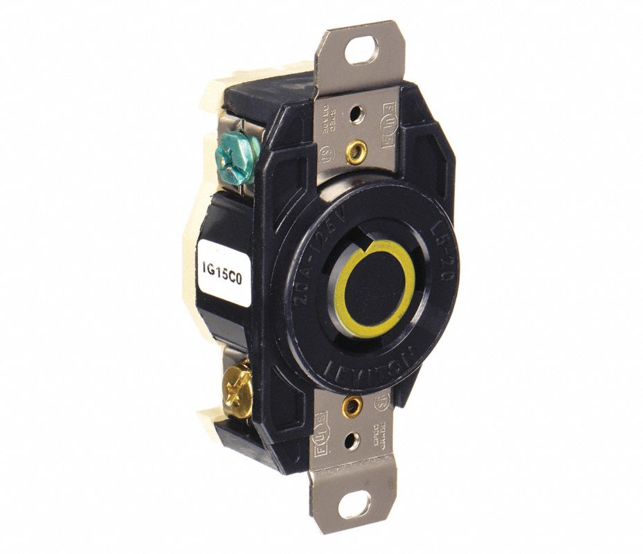 LEVITON Receptáculo,Negro, 20 Amperes, 125VCA Voltaje, Configuración ...