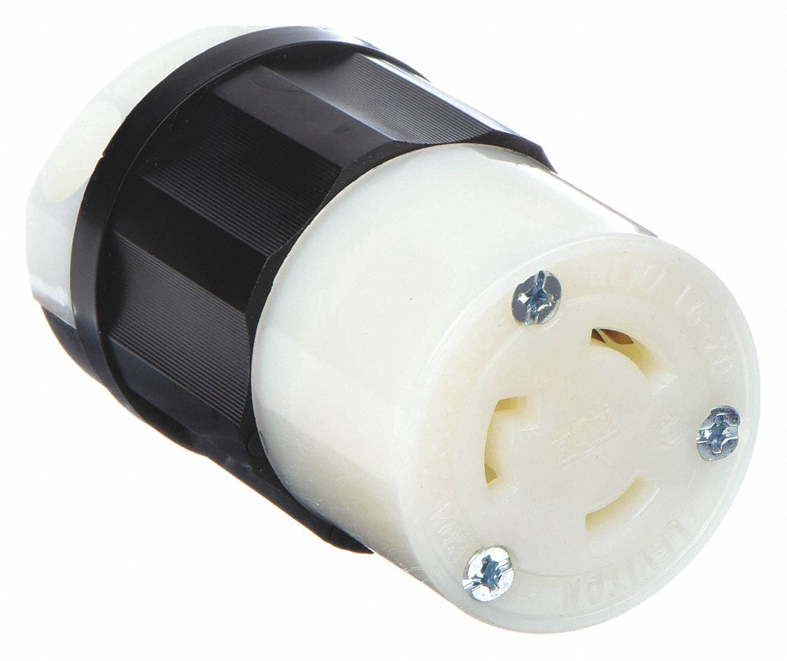 LEVITON Conector, NEMA L6-20R, 250VCA, Amperes 20, Polos 2, Cables 3, Color Negro/Blanco - 1PKH6 ...