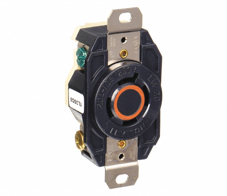 LEVITON Receptáculo,Negro, 20 Amperes, 125/250VCA Voltaje ...