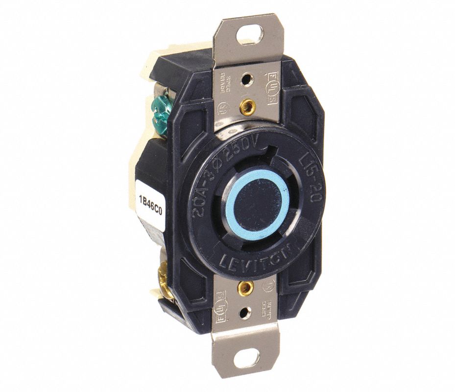 LEVITON Receptáculo,Negro, 20 Amperes, 250VCA Voltaje, Configuración ...