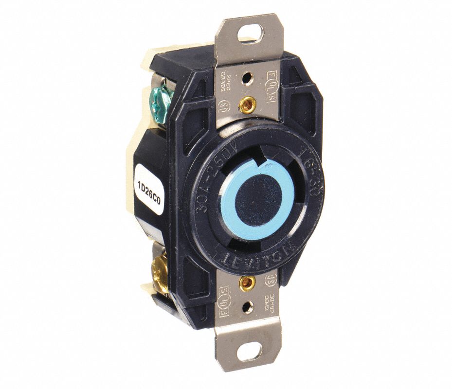 LEVITON Receptáculo,Negro, 30 Amperes, 250VCA Voltaje, Configuración ...