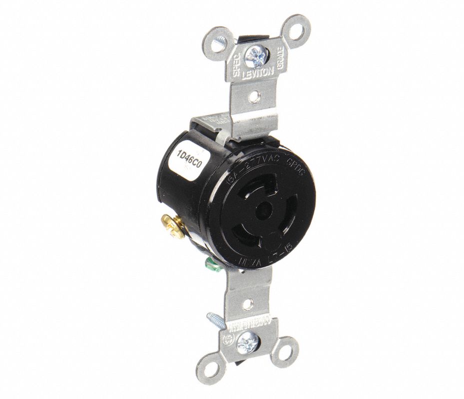LEVITON Receptáculo,Negro, 15 Amperes, 277VCA Voltaje, Configuración ...