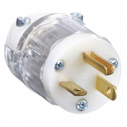 20A Hospital Grade Straight Blade Plug, White; NEMA Configuration: 5 ...