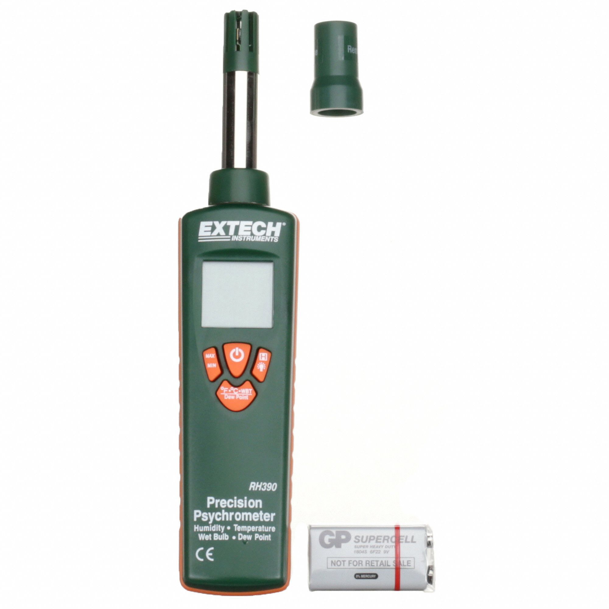 EXTECH Psychrometer: Onboard, Without Data Logging, 0% to 100% Humidity ...