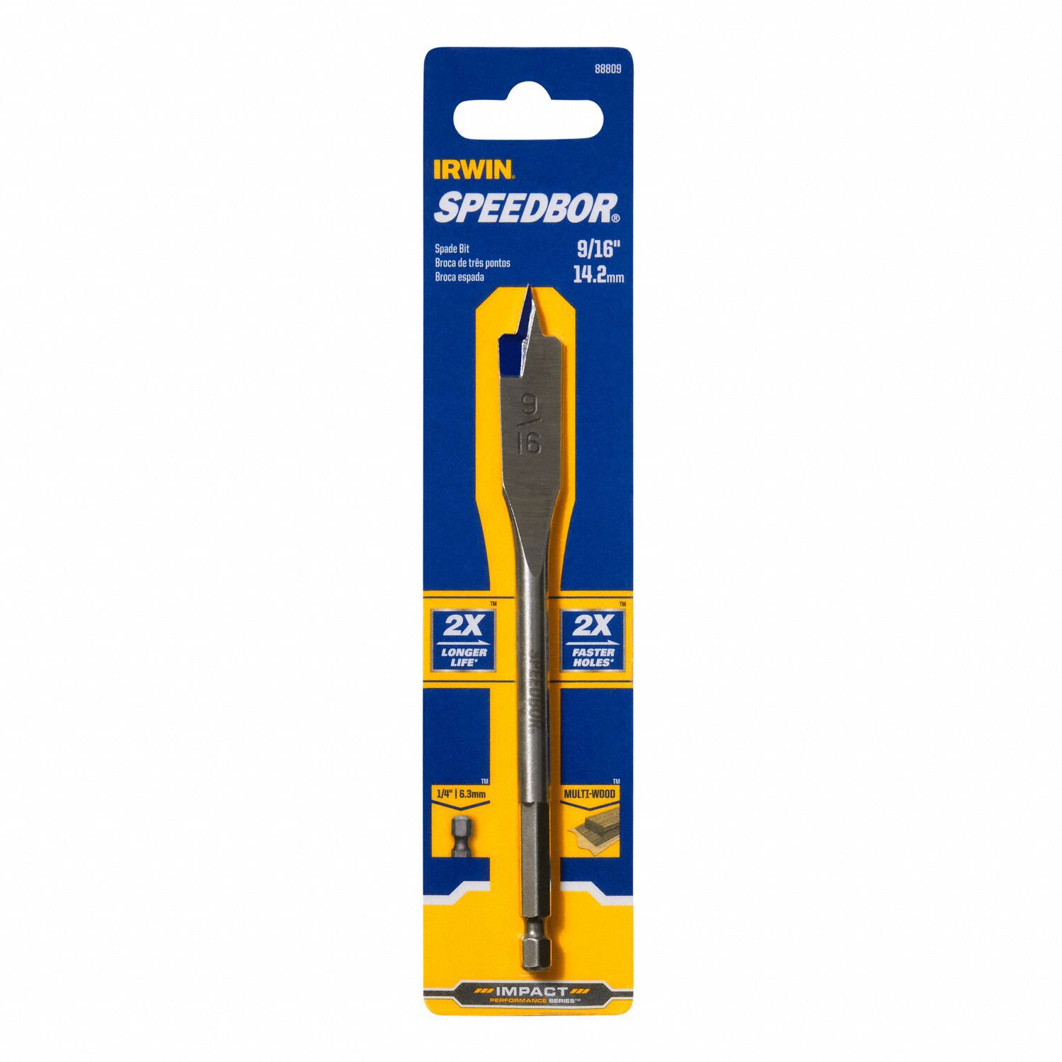 IRWIN Spade Drill Bit: 7/8 in Drill Bit Size, 1/4 in Shank Dia, 16 in ...