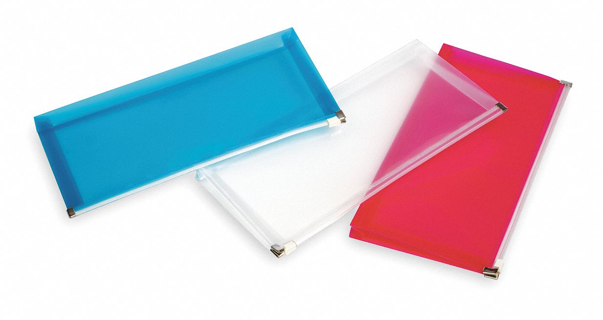 Zip Envelopes, Material Poly, Color Clear, PK 12 - Grainger