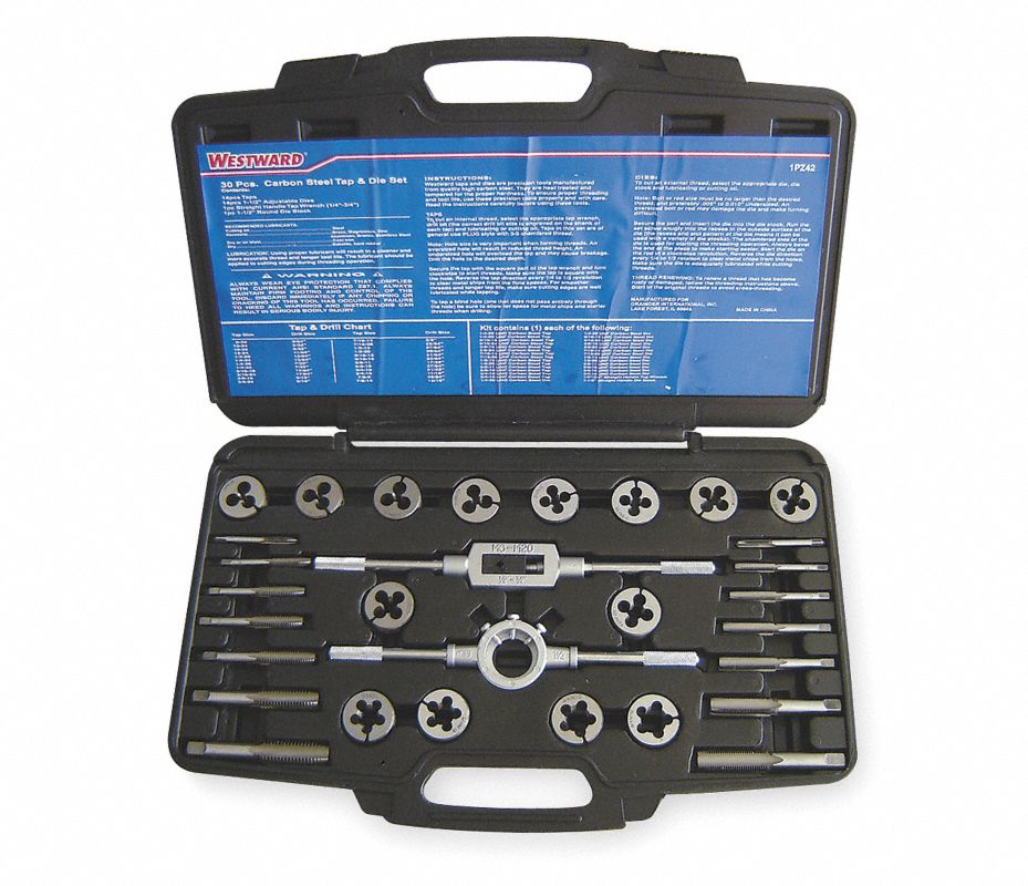 WESTWARD Juego de Machuelos y Dados para Roscar 30 piezas Acero al ...