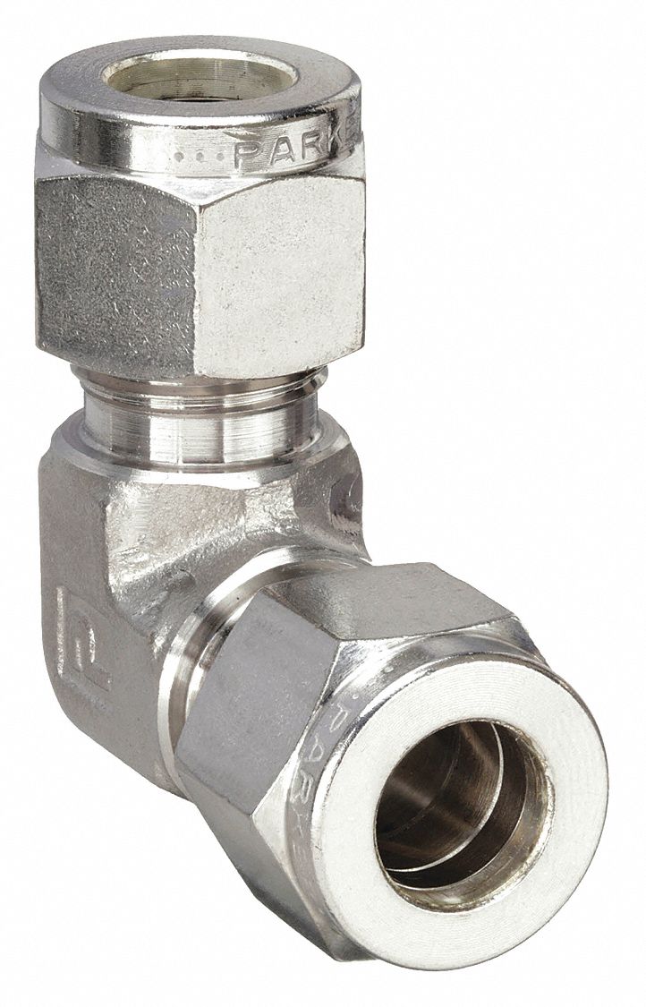 PARKER, 3/8 in OD x 3/8 in OD Fitting Size, Compression x Compression ...