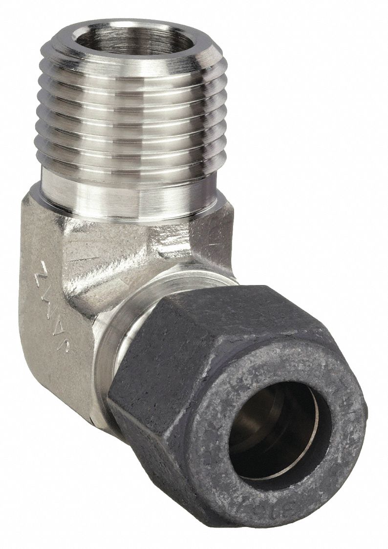 PARKER, 1/4 in OD x 1/4 in Pipe Fitting Size, Compression x MNPT ...
