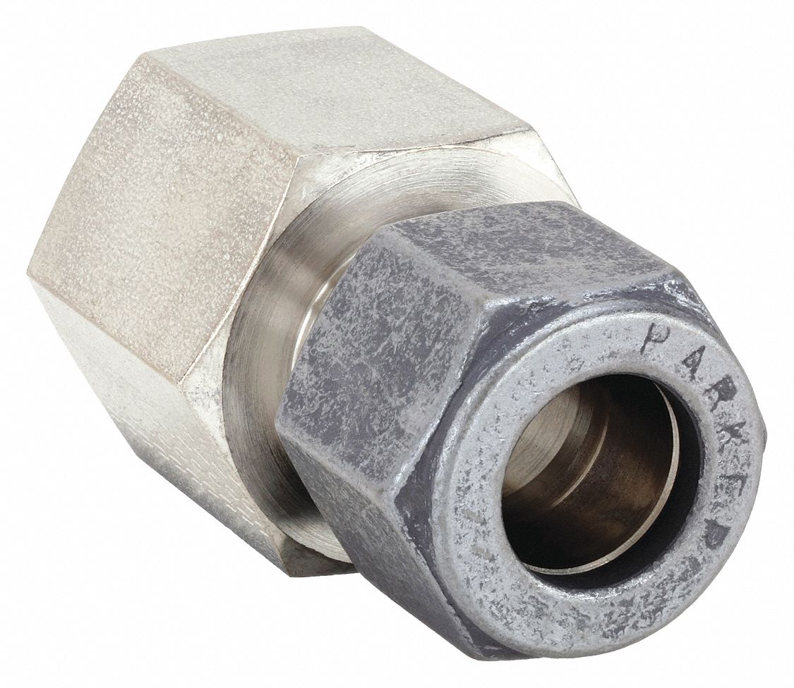 PARKER, 1/4 in OD x 1/4 in Pipe Fitting Size, Compression x FNPT ...