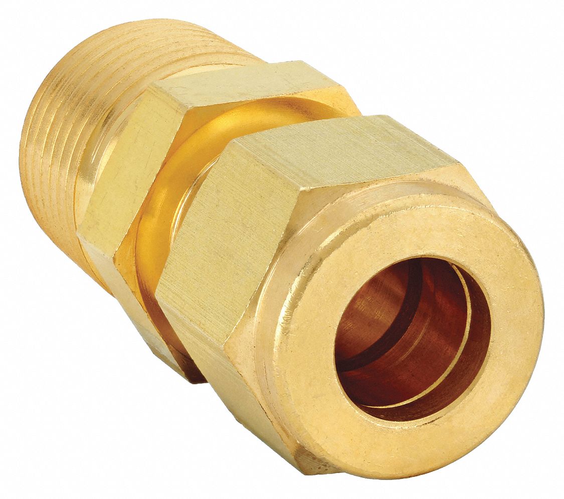 PARKER, 3/8 in OD x 3/8 in Pipe Size, Compression x MNPT, Compression ...