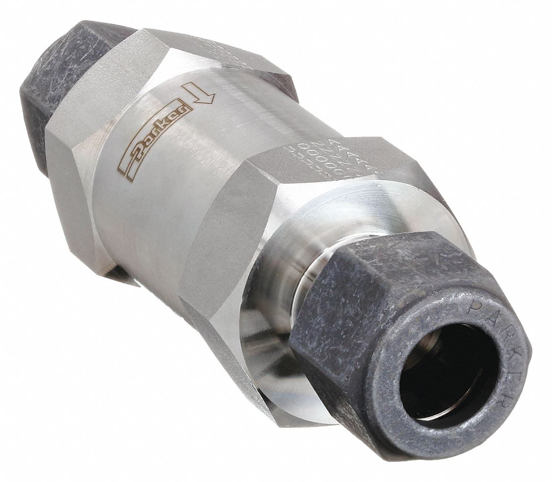 PARKER, 316 Stainless Steel, 1/2 in, Instrumentation Check Valve ...