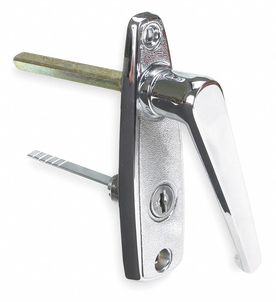 Lock Handle, Keyed, Steel, Chrome, 5-1/2 Length (In.), 1-1/2 Width (In ...