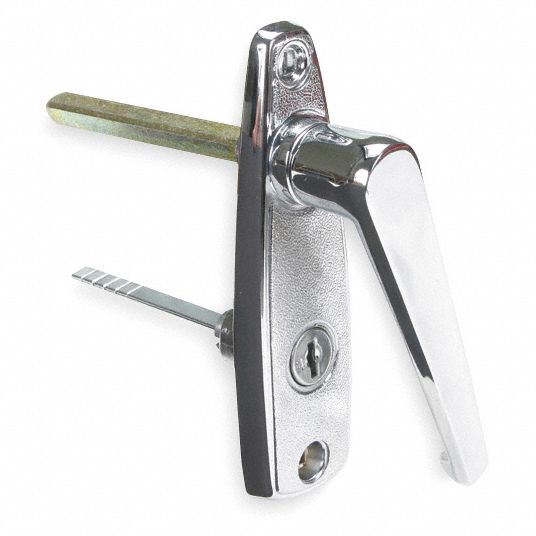 Lock Handle, Keyed, Steel, Chrome, 5-1/2 Length (In.), 1-1/2 Width (In ...