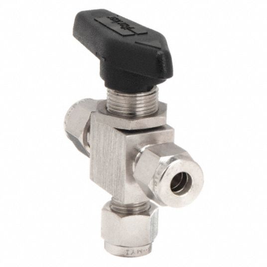 PARKER, 1/2 in, 316 Stainless Steel, Manual Three-Way Ball Valve ...
