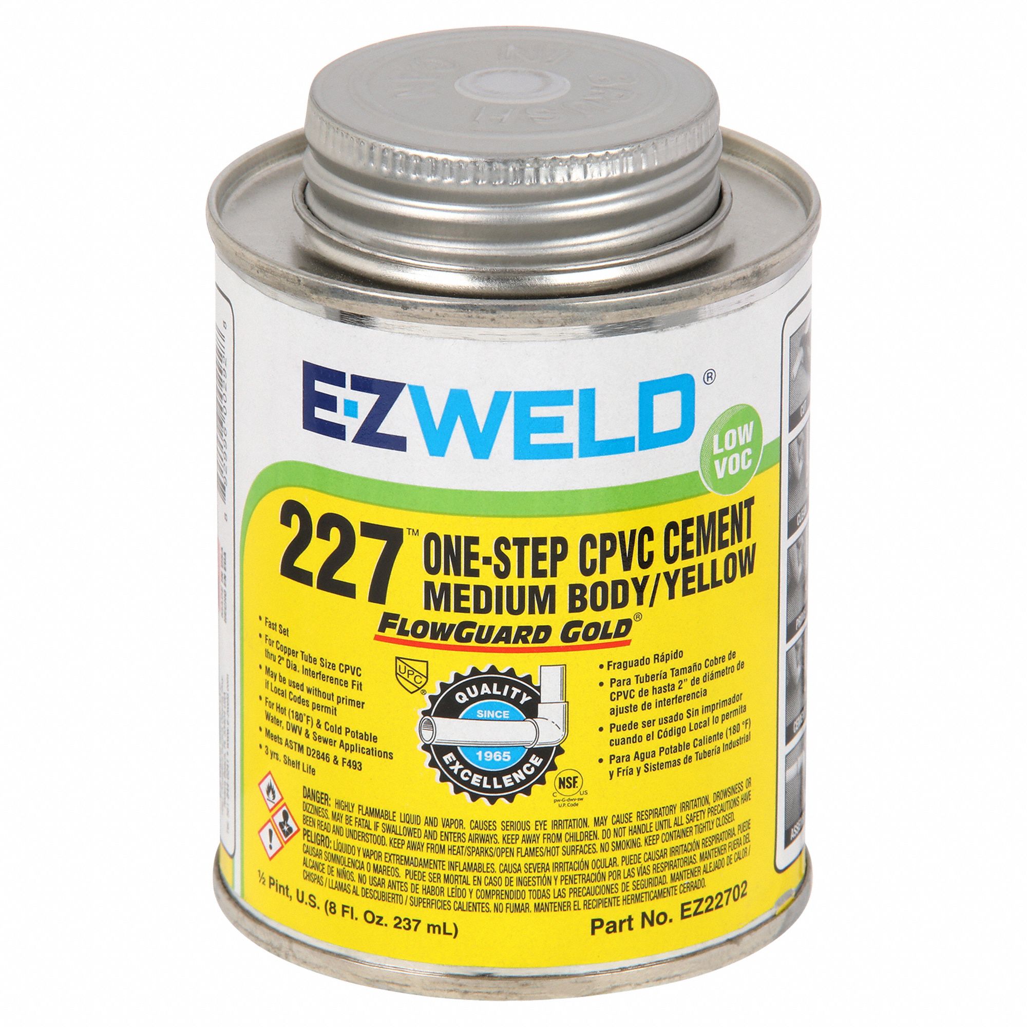 EZ WELD, 227 CPVC Cement, 8 fl oz, Pipe Cement - 1RG63|EZ32702 - Grainger
