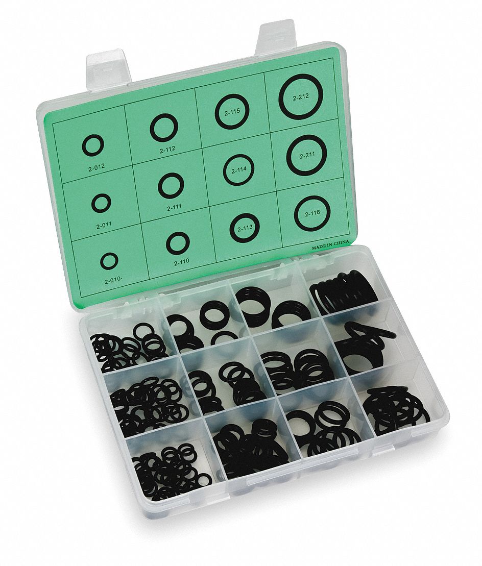 GRAINGER APPROVED O-RING ASSORTMENT,BUNA N,200 PCS,12 SZS - O-Ring Kits ...