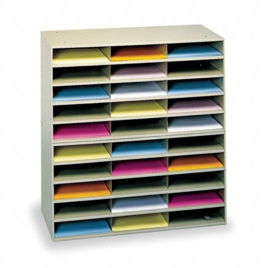 Horizontal Literature Organizer, Tan, Steel, 35 1/2 in Height, 33 7/8 ...