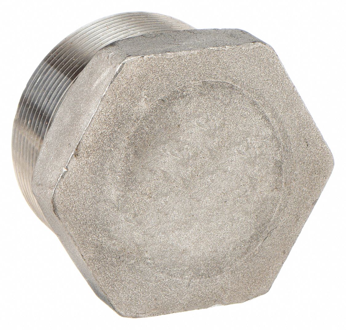 316 Stainless Steel, 3/4 in Fitting Pipe Size, Hex Head Plug - 1RTH6 ...