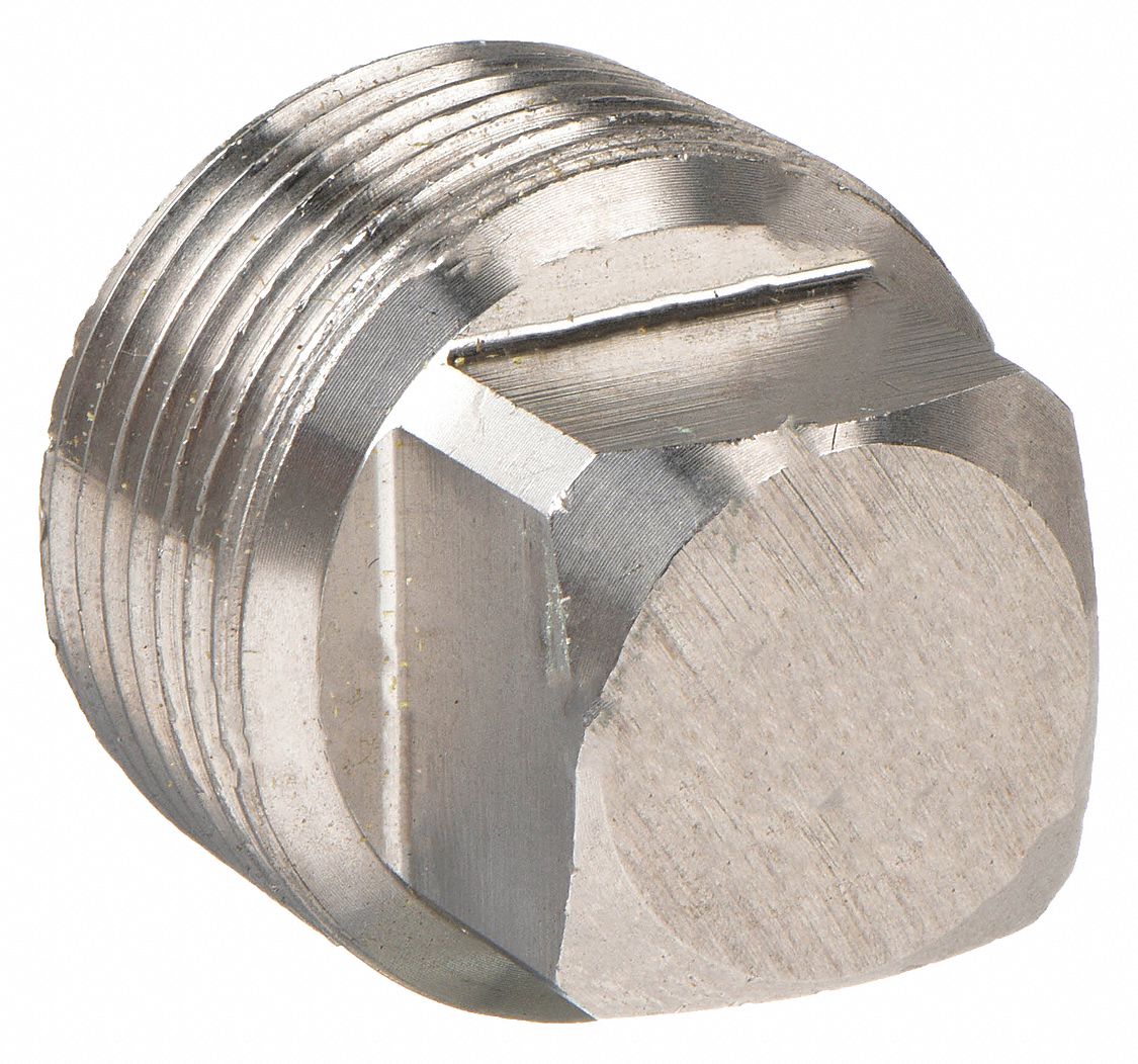 316L Stainless Steel, 3/8 in Fitting Pipe Size, Square Head Plug ...