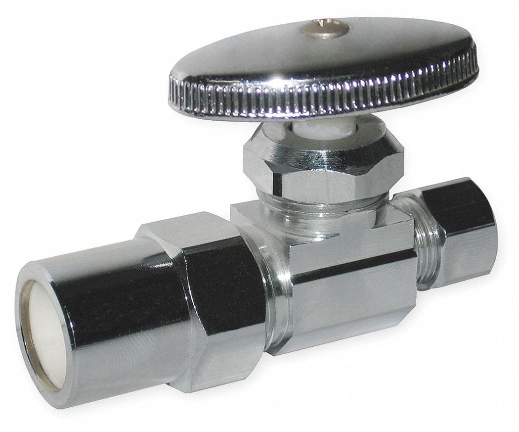 Chrome Plated Multi-Turn Supply Stop, CPVC Inlet Type, 125 psi - Grainger