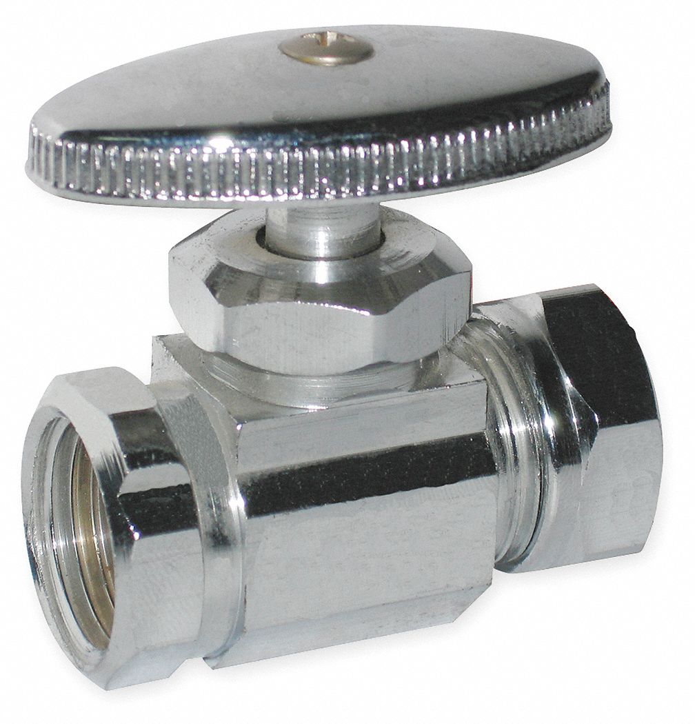 Chrome Plated Multi-Turn Supply Stop, FNPT Inlet Type, 125 psi - Grainger
