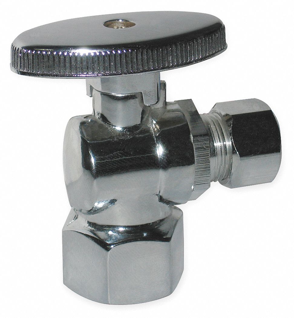Chrome Plated Quarter-Turn Supply Stop, FNPT Inlet Type, 125 psi - Grainger