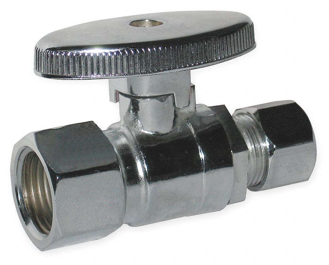 Chrome Plated Quarter-Turn Supply Stop, FNPT Inlet Type, 125 psi - Grainger