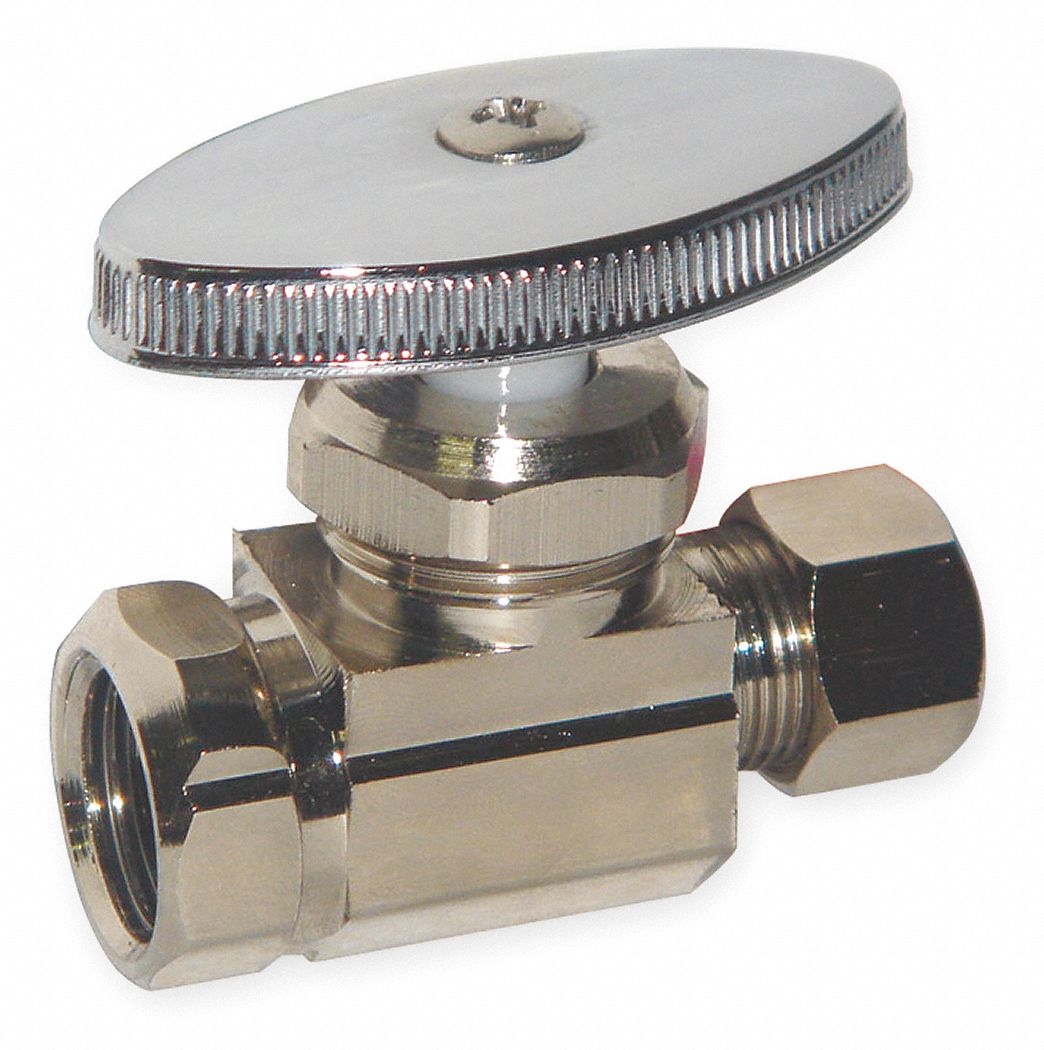 Brushed Nickel Multi-Turn Supply Stop, FNPT Inlet Type, 125 psi - Grainger