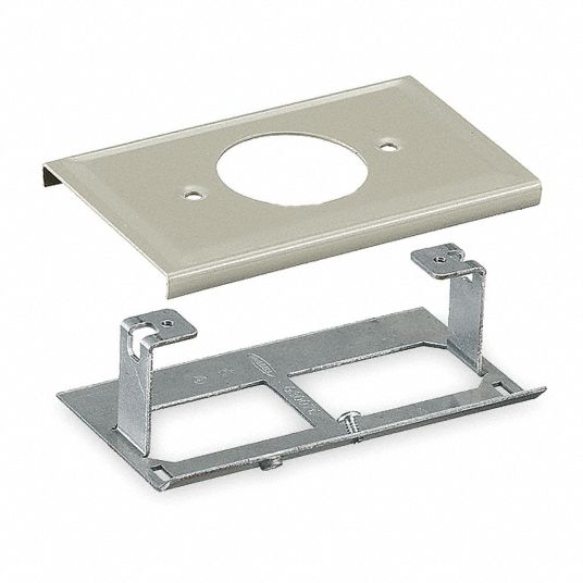 HUBBELL WIRING DEVICE-KELLEMS, 3000, Steel, Single Receptacle Cover ...