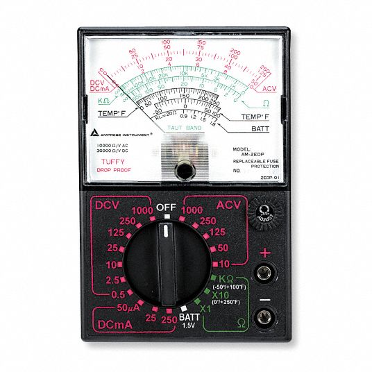 AMPROBE Analog Multimeter, Max. AC Volts 1000, Max. DC Volts 1000, Max ...