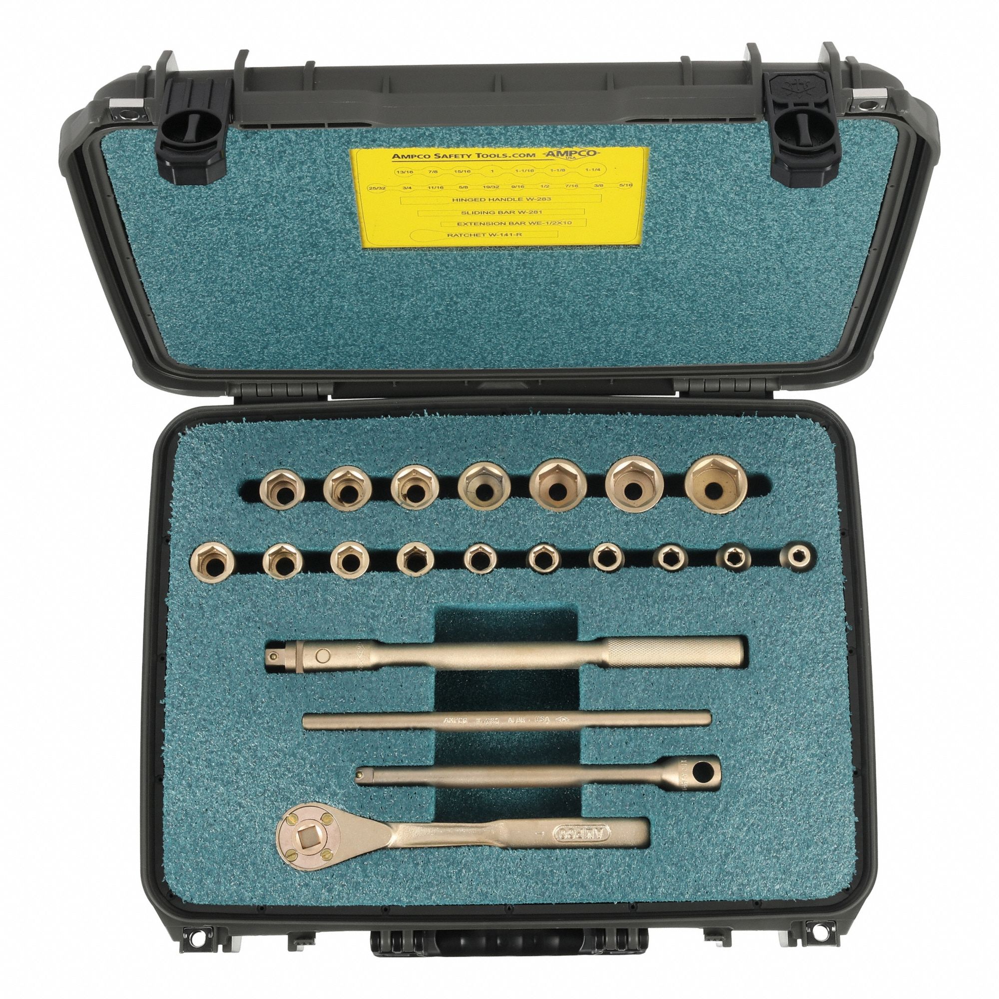 AMPCO, Non-Magnetic/Non-Sparking, 1/2 in Drive Size, Socket Wrench Set ...
