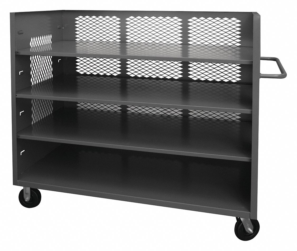 3-Sided Stock Cart, 2000 lb, 2 Number of Shelves, 60 in x 28 in - Grainger