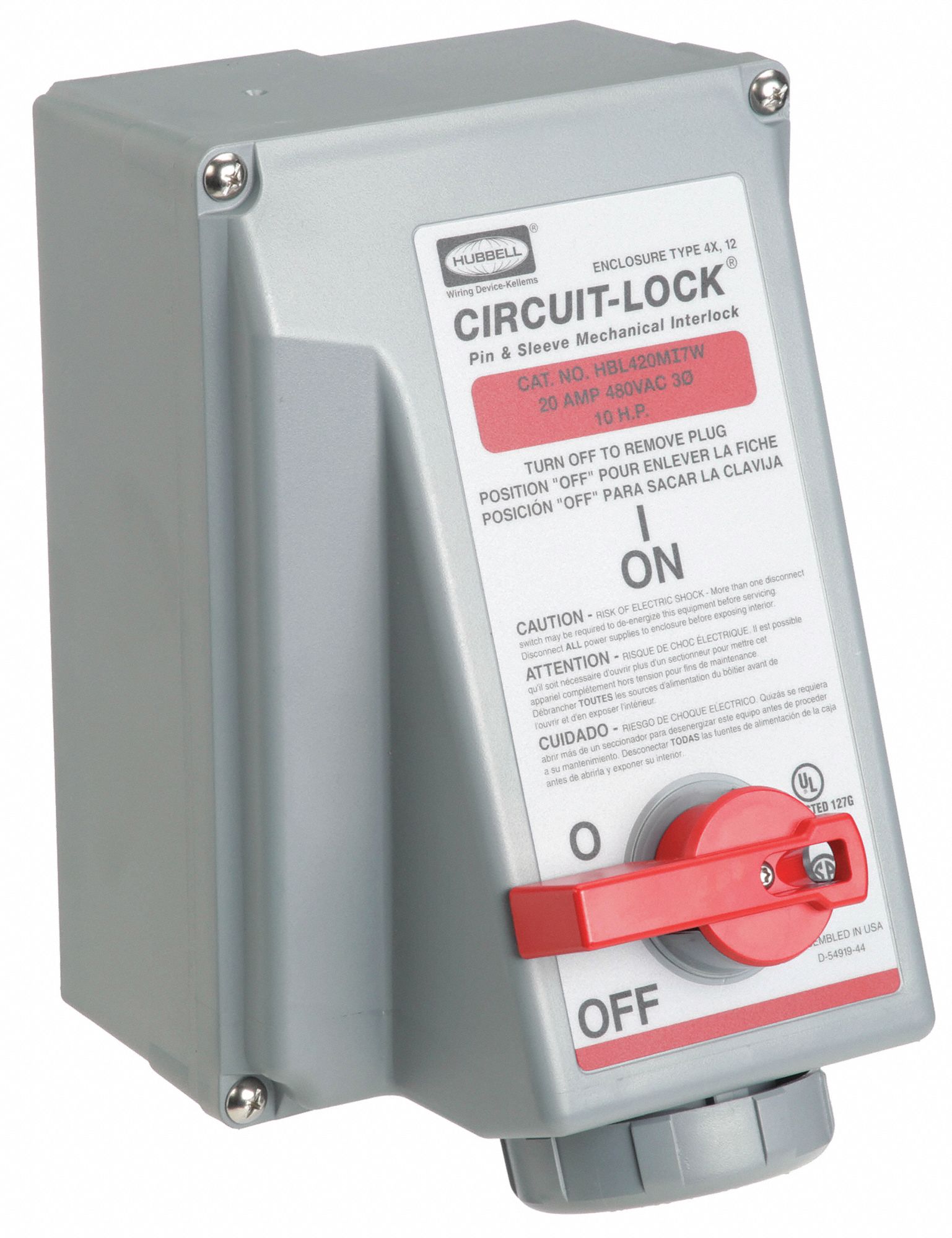 Non-Fused, 20 A, Mechanical Interlock Device - 1TJZ3|HBL420MI7W - Grainger