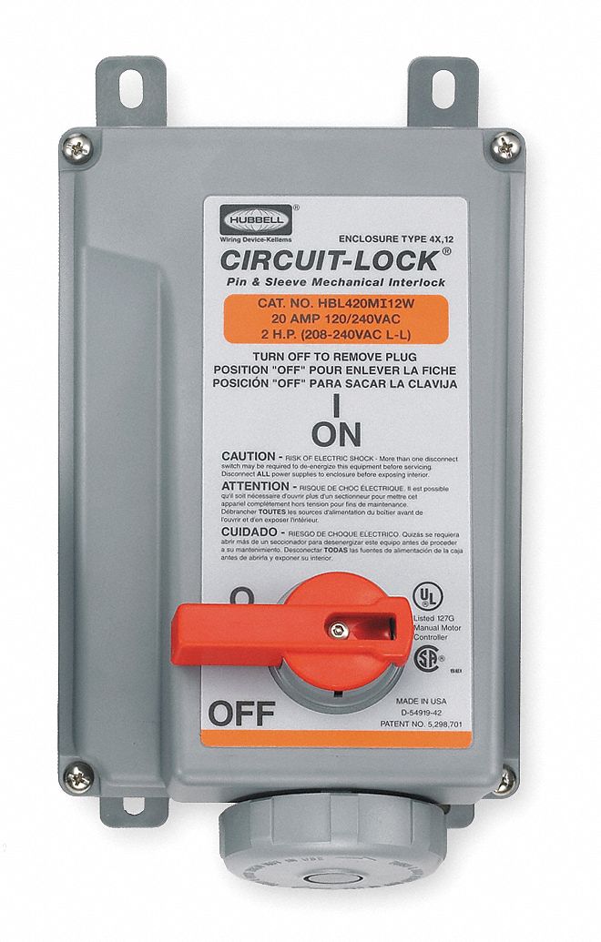 Non-Fused, 20 A, Mechanical Interlock Device - 1TJZ6|HBL420MI12W - Grainger