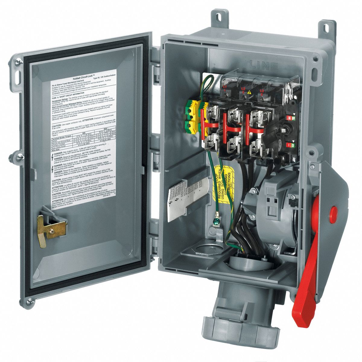 HUBBELL Mechanical Interlock Device: Three Phase, 600V AC/250V DC, 3 ...