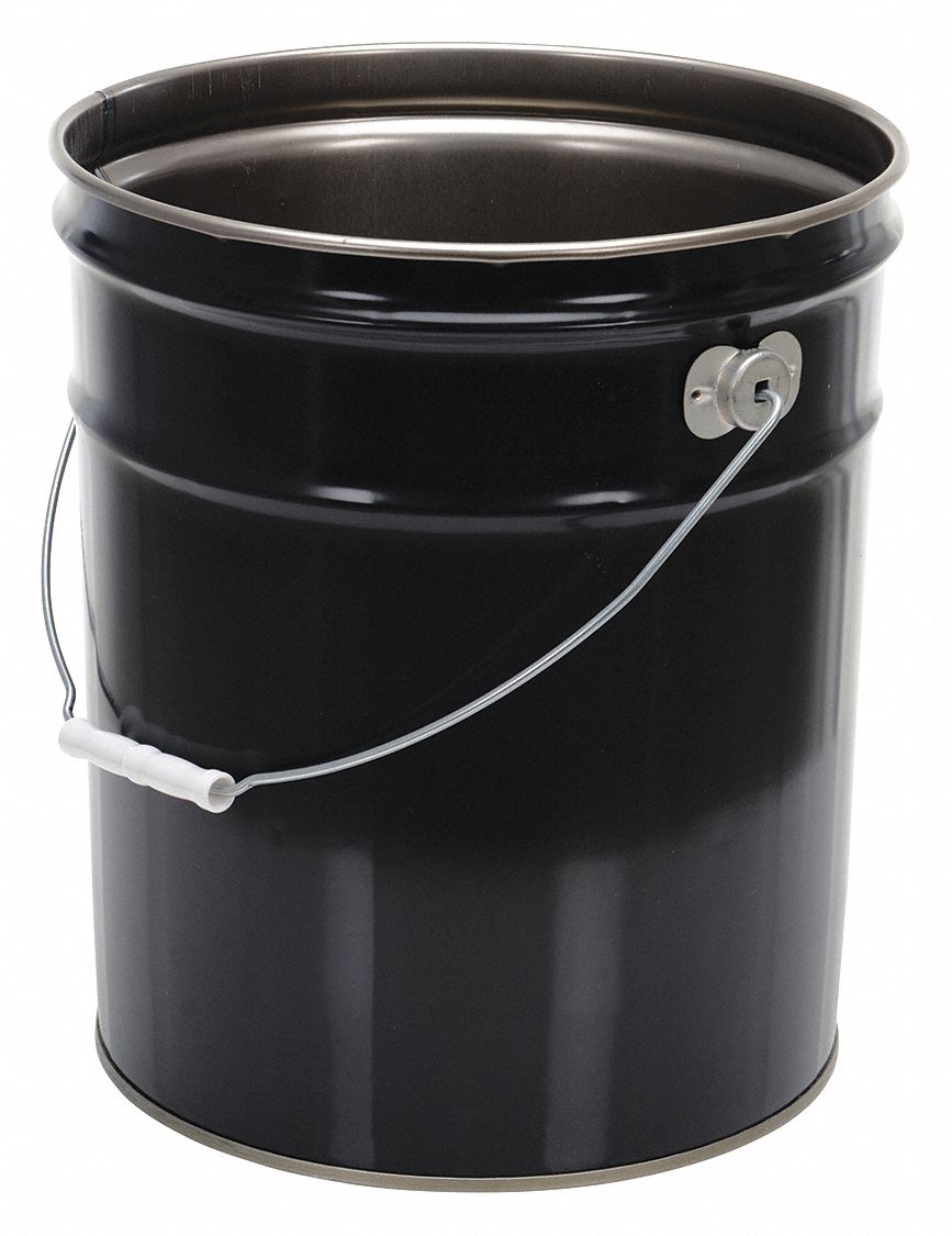VESTIL PAIL STEEL 5GAL LINED BLK UN - Storage Pails and Buckets ...