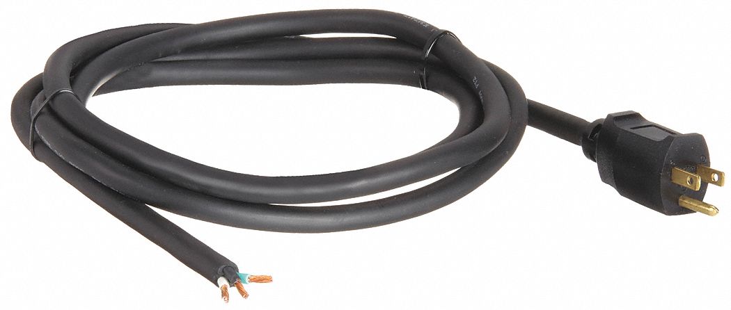 POWER FIRST POWER CORD, 12 AWG WIRE SIZE, 8 FT CORD, BARE LEADS, 15 A ...