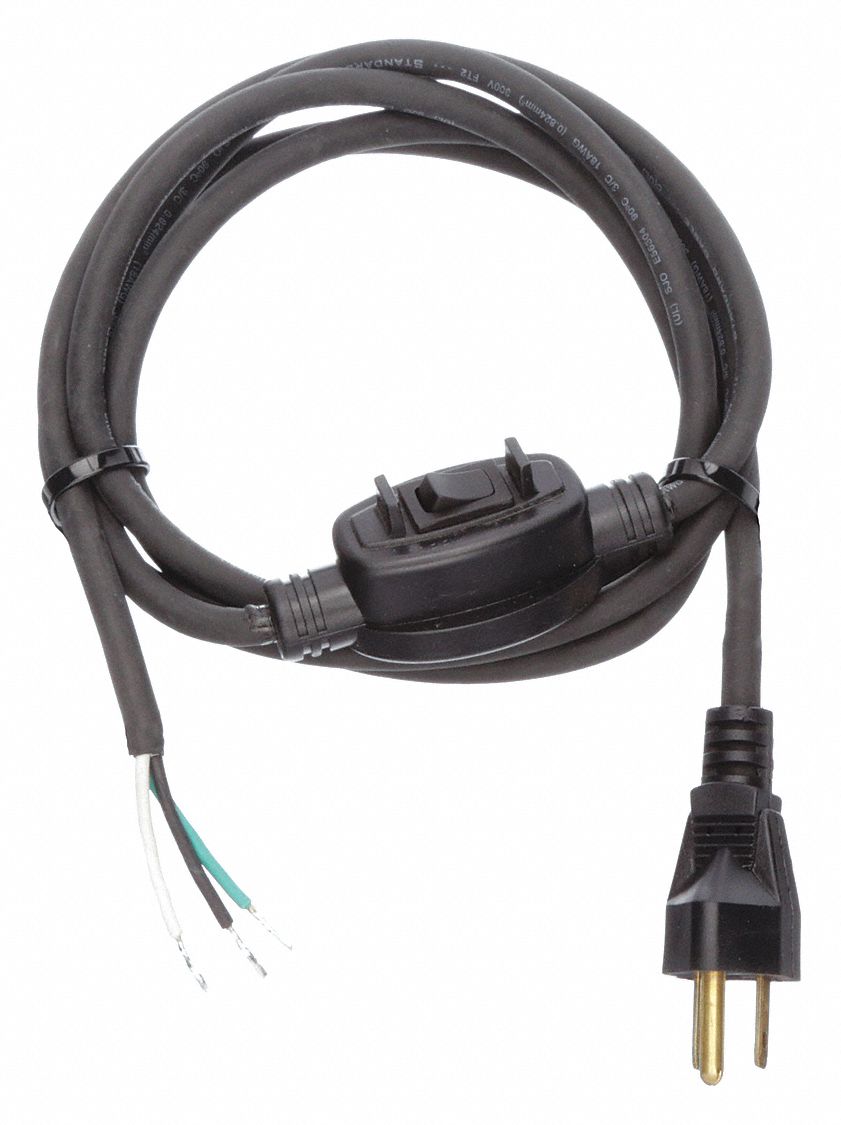 POWER FIRST POWER CORD, 18 AWG WIRE SIZE, 8 FT CORD, BARE LEADS, 10 A ...