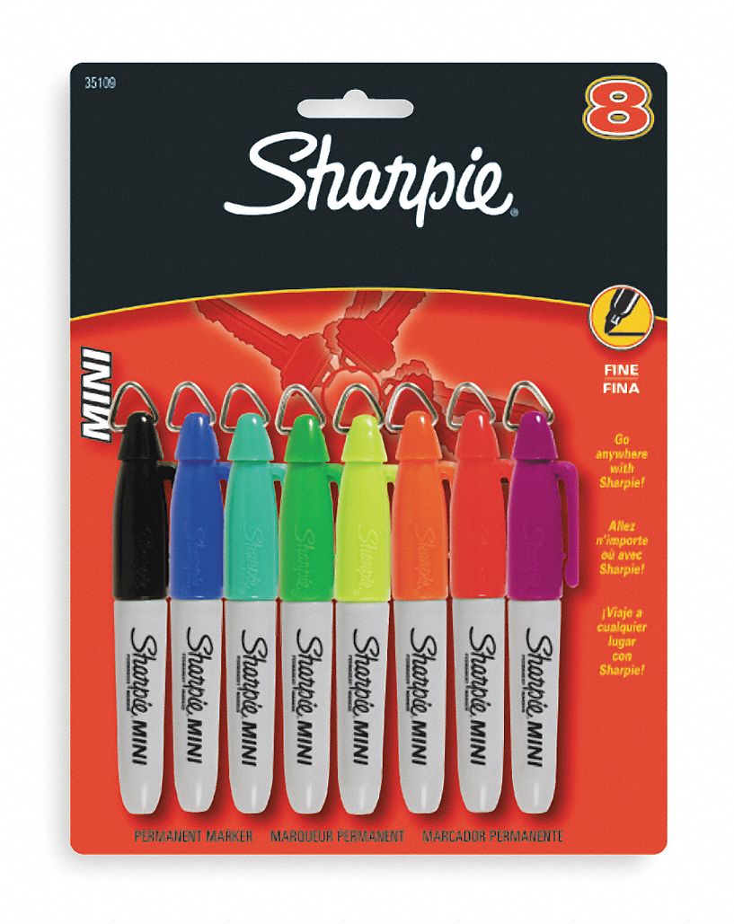 Permanent Marker Set, Black, Blue, Green, Red, Orange, Lime, Aqua ...