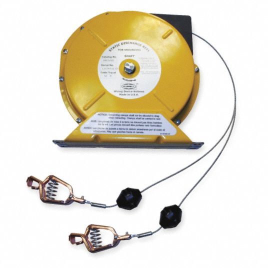 50 ft Retractable Grounding Wire Reel, Yellow, Cable Coated: No - Grainger