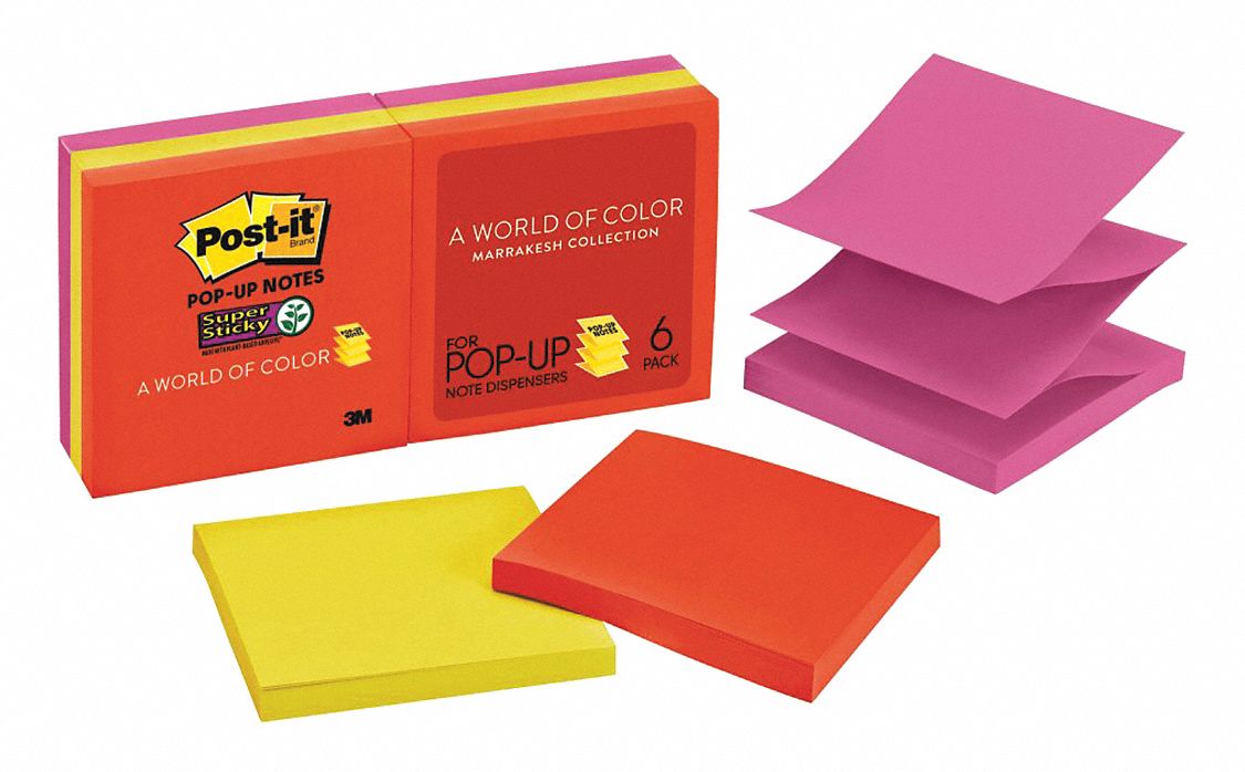 POST-IT Pop-Up Super Sticky Notes, 3 in x 3 in, PK 6 - 1TRV9|R330-6SSAN ... POST-IT Pop-Up Super Sticky Notes, 3 in x 3 in, PK 6 - 1TRV9|R330-6SSAN ...