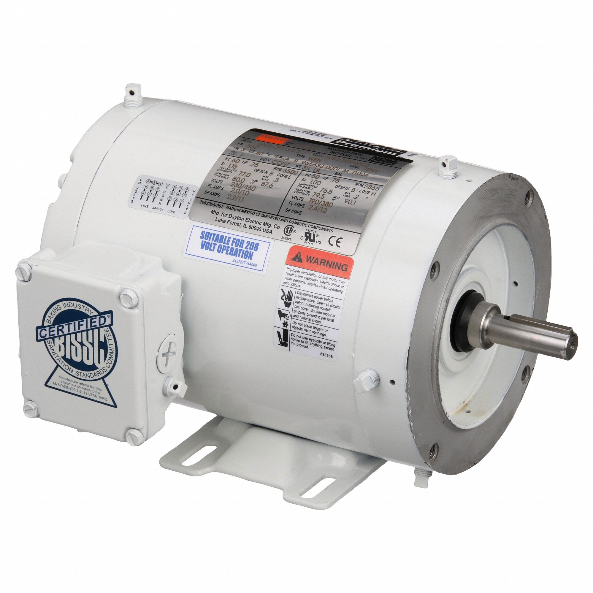 DAYTON, Three-Phase, 3/4 hp Horsepower, Washdown Motor - 1TRZ8|1TRZ8 ...